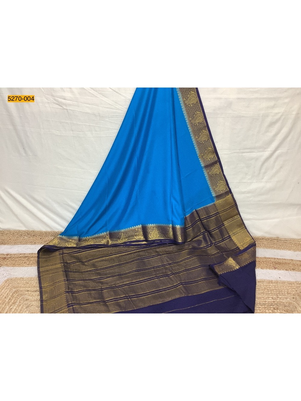 Blue Mango Border Mysore Silk Fancy Saree